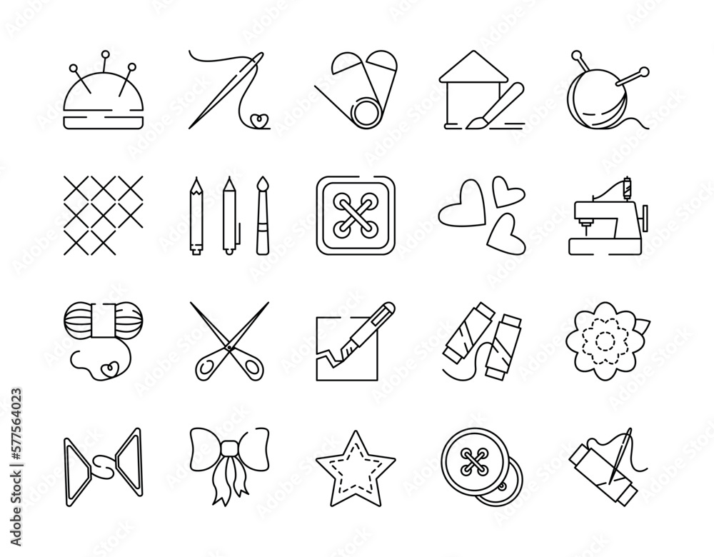 Icons Hand Made Set Collection Of Minimalistic Graphic Elements For