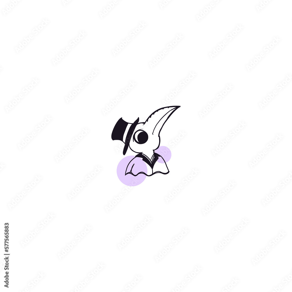 Doctor Plague hand drawn cute cartoon vector symbol mask tattoo design ...