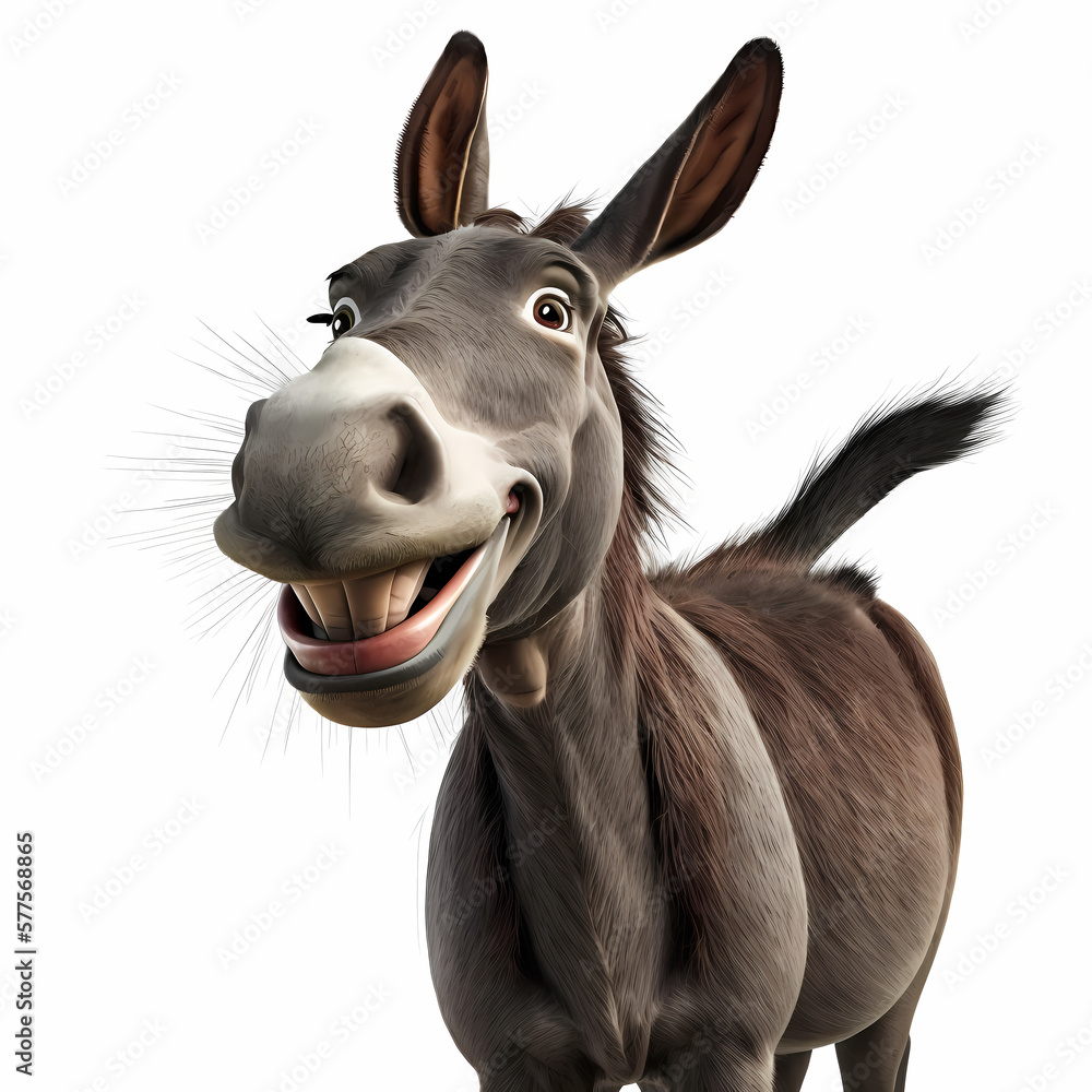 Donkey Isolated on White Background. Generative AI Stock Illustration ...