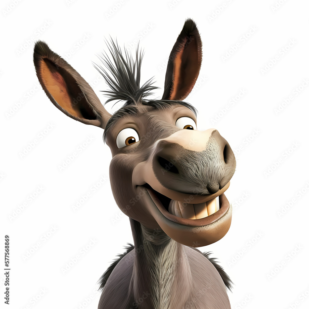Donkey Isolated on White Background. Generative AI Stock Illustration ...