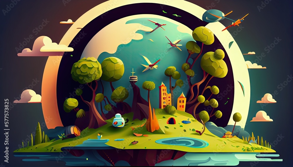 vector cartoon world environment Earth Day the importance of loving ...