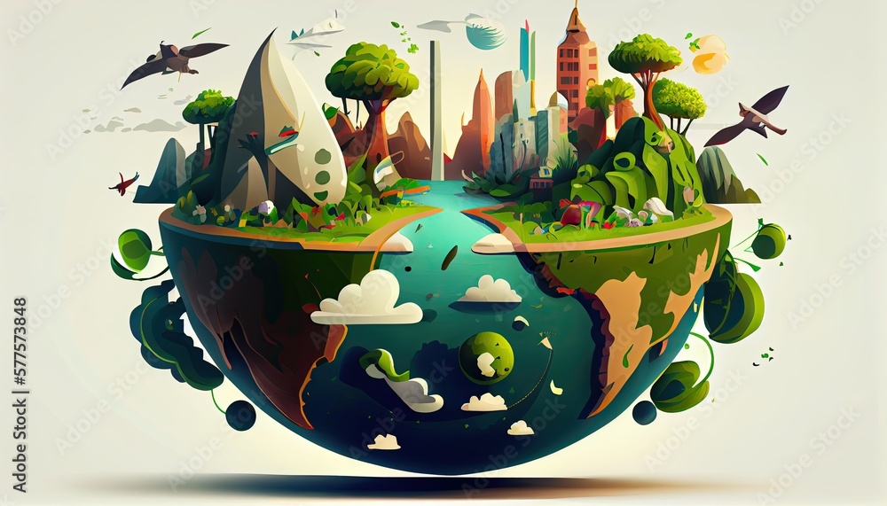 vector cartoon world environment Earth Day the importance of loving ...