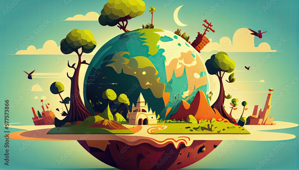 vector cartoon world environment Earth Day the importance of loving ...