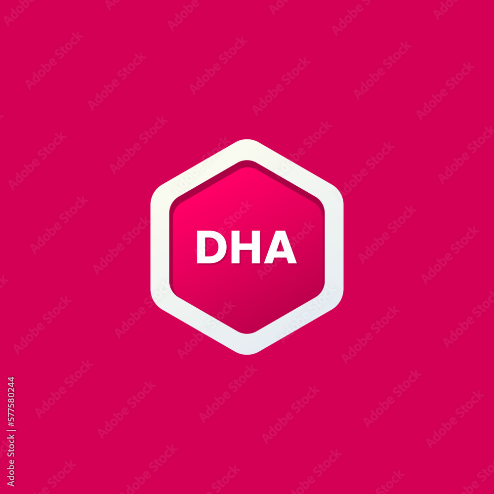 Vektorová grafika „DHA Icon vector or DHA Label vector isolated in flat style. Simple DHA Icon ...