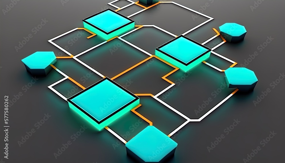 Digital flow chart management process connected lab created with generative ai technology Stock ...
