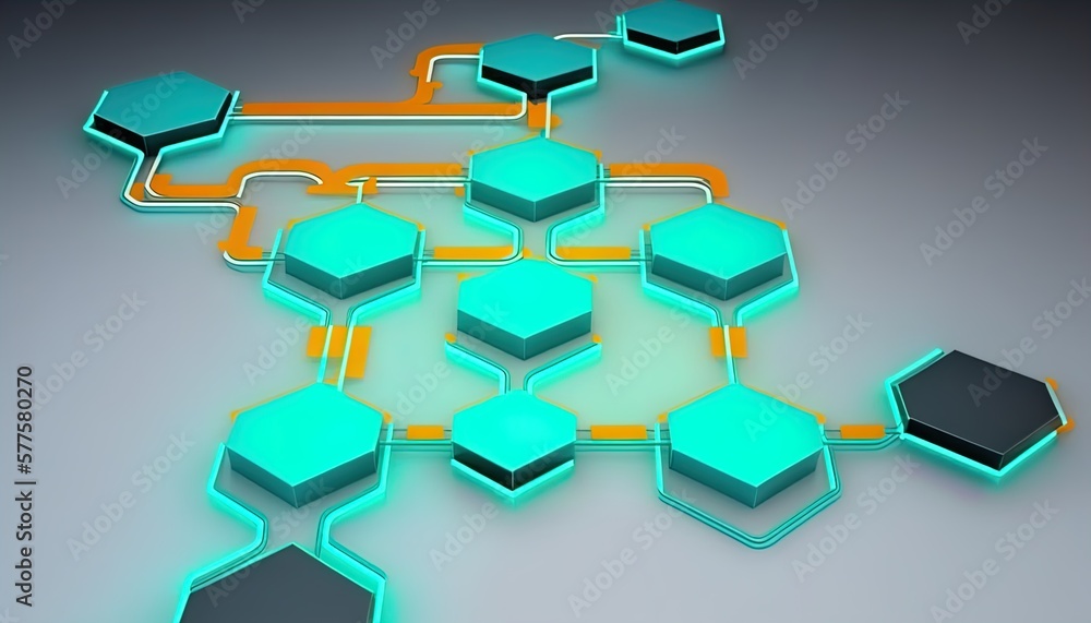 Digital flow chart management process connected lab created with generative ai technology Stock ...