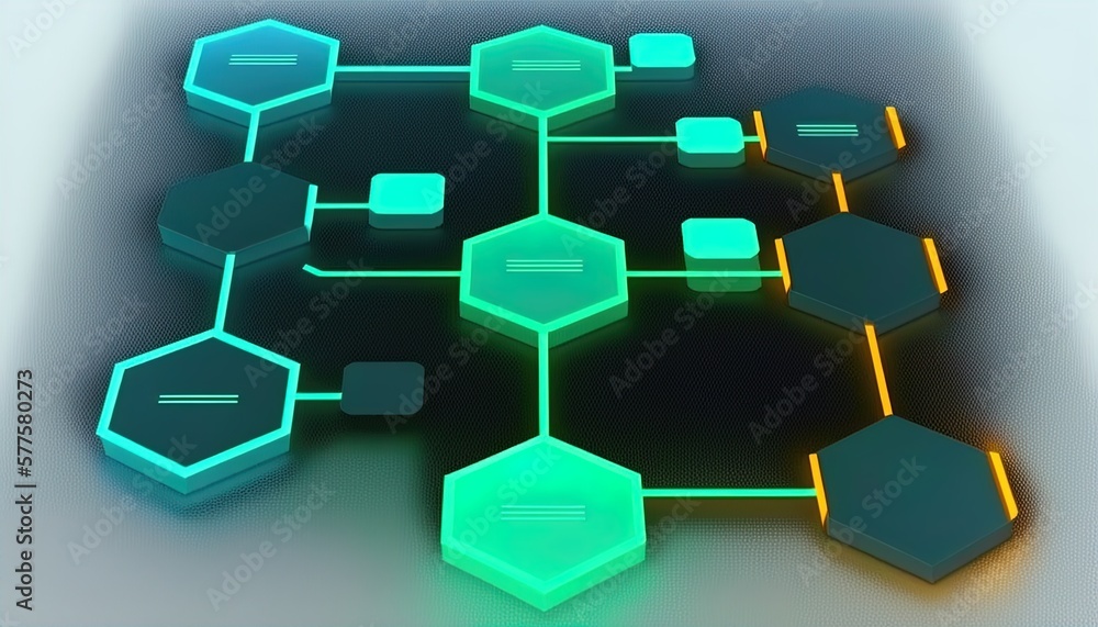 Digital flow chart management process connected lab created with generative ai technology Stock ...