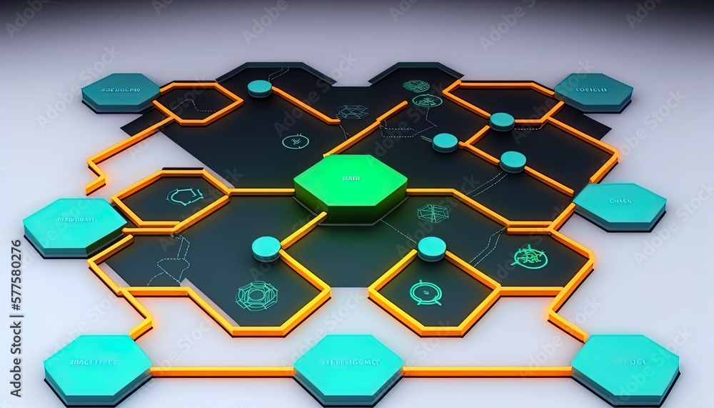 Digital flow chart management process connected lab created with generative ai technology Stock ...