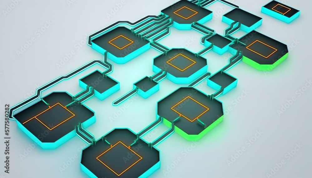 Digital flow chart management process connected lab created with generative ai technology ...