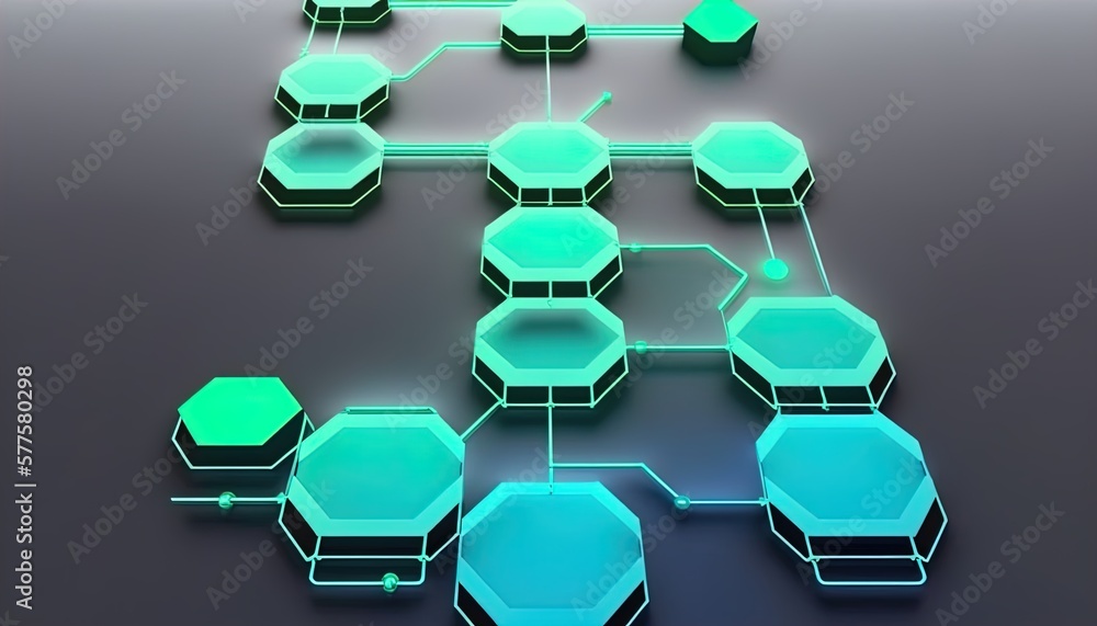 Digital flow chart management process connected lab created with generative ai technology Stock ...