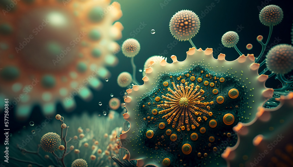 Abstract close-up image of the microcosm, under a microscope. Modern ...