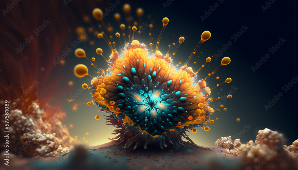 Abstract close-up image of the microcosm, under a microscope. Modern ...