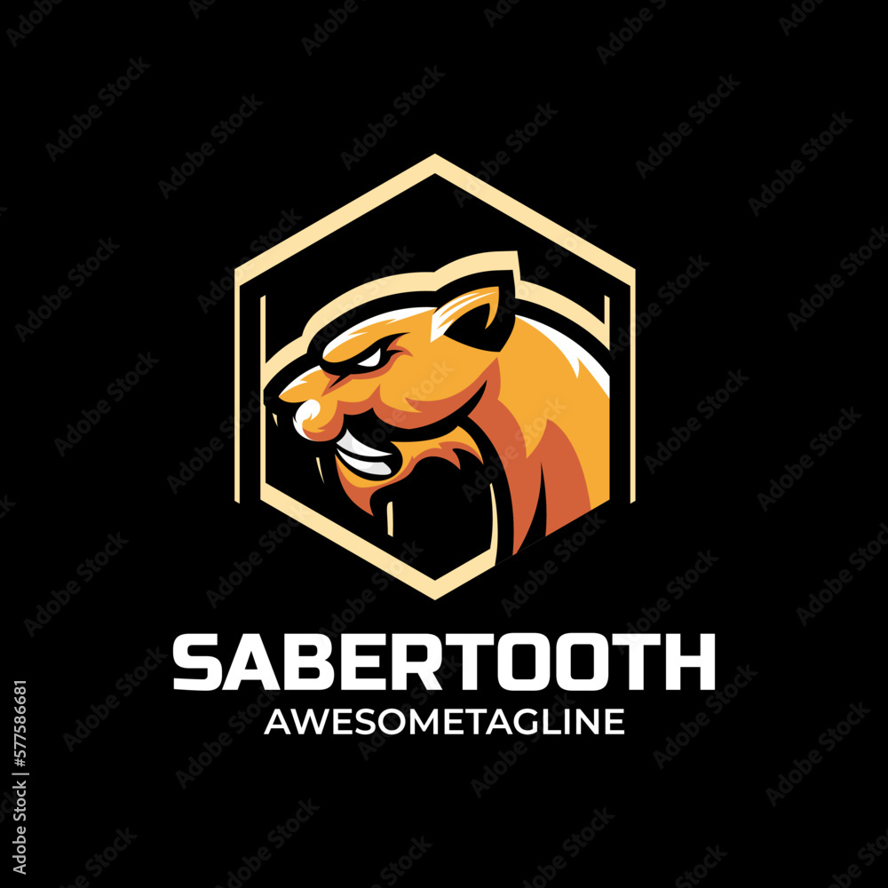 Saber tooth Mascot Logo Design Stock Vector | Adobe Stock