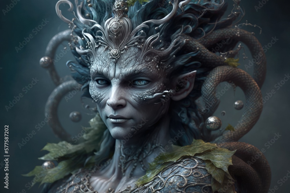 Awe-Inspiring Gorgon Monster Digital Portrait A Hauntingly Beautiful ...