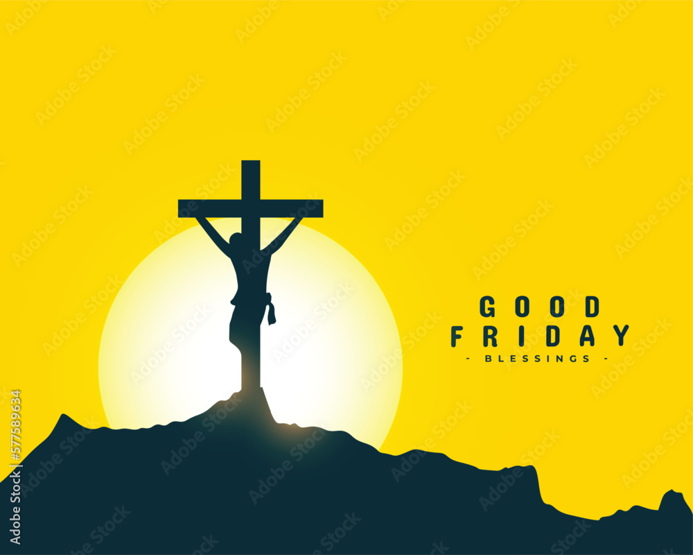 christian themed good friday holiday card with mountain and sun Stock ...