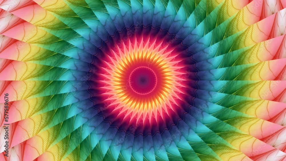 Rays radiating from centre and making spectrum circles. Multicolor ...