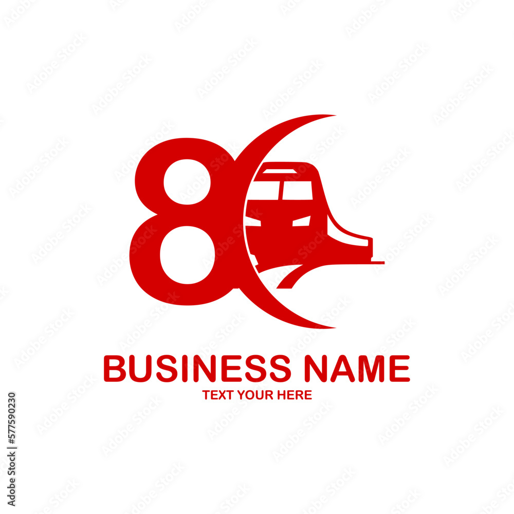 Vetor de Number 8 with train vector logo template. numbers for event ...
