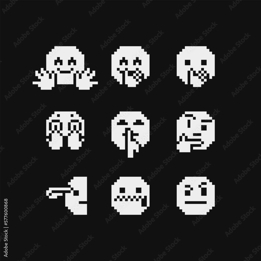 Characters emoji, smiley face, emoticon with various emotions cute ...