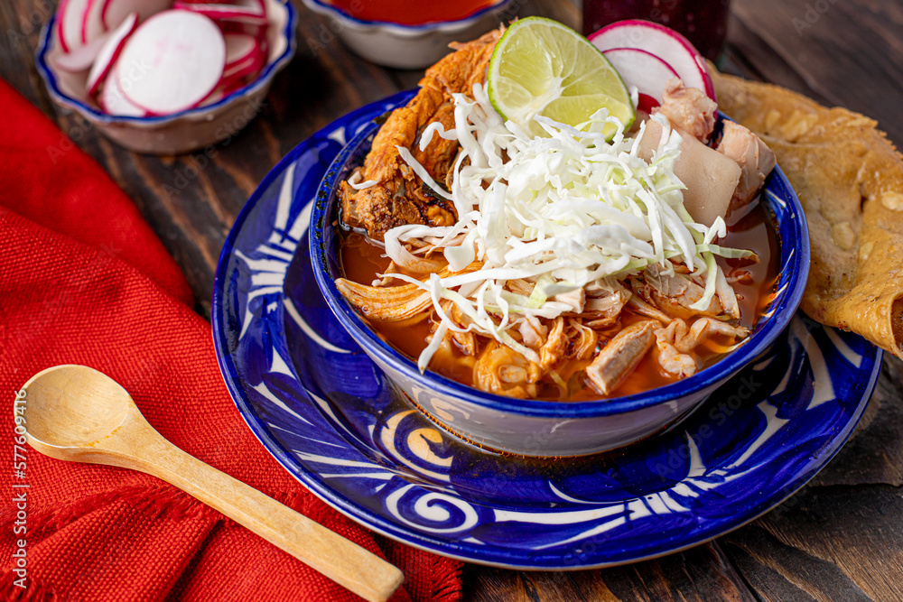 Poster pozole rojo, comida tipica mexicana – Muurposter | Europosters