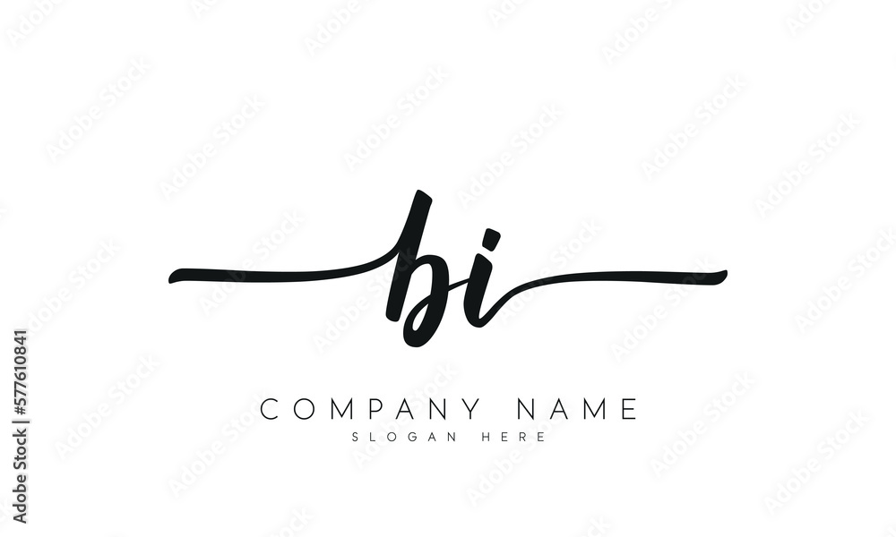 Handwriting letter bi logo design on white background. Stock Vector ...