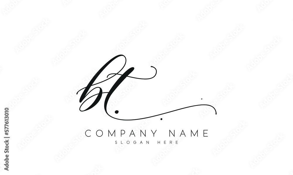 Handwriting letter bt logo design on white background. Stock Vector ...