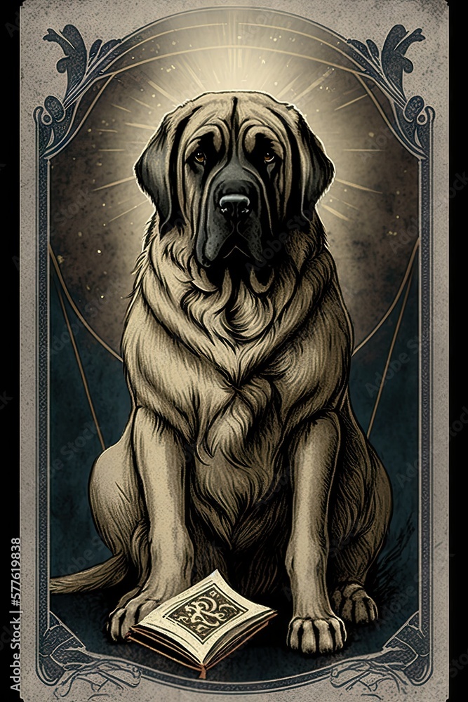 Designer Illustration of Ancient Mythological Majestic English Mastiff ...