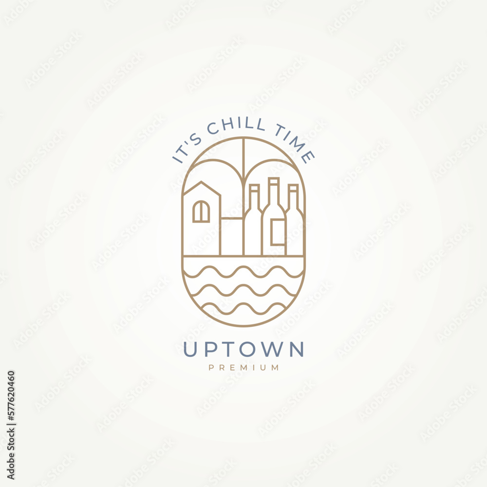 minimalist downtown or uptown city badge logo template vector ...