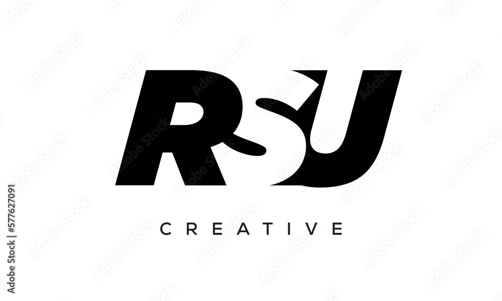 RSU letters negative space logo design. creative typography monogram ...