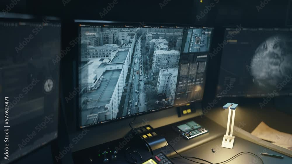 Security Tech Scanning City Street To Identify Vehicle Of Criminal ...