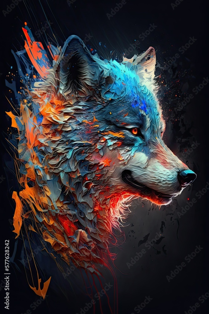 Cool, Epic, Artistic, Beautiful, and Unique Illustration of Wolf Animal ...