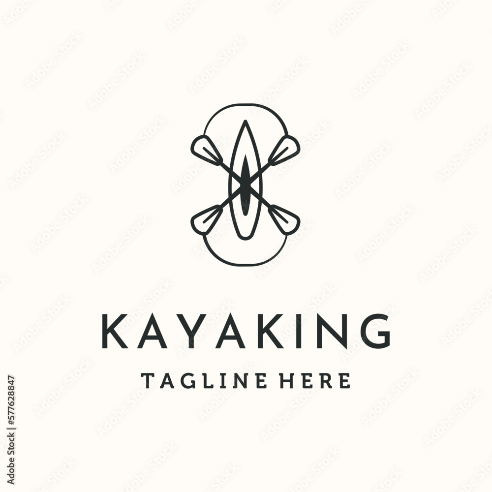kayaking line art logo vector minimalist illustration design, boat ...