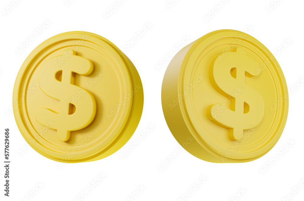 3d illustration of two golden dollar signs in cartoon style Stock ...