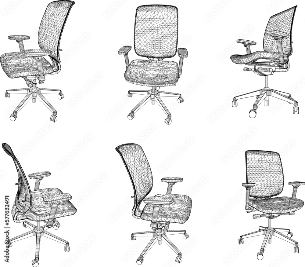 Sketsa vektor ilustrasi kursi kantor putar modern Stock Vector | Adobe ...