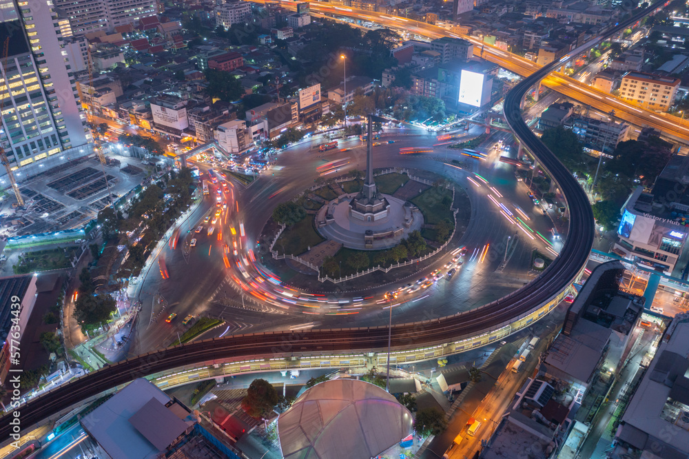 Beautiful Roundabout Victory Monument Aerial Top view Thailand with ...