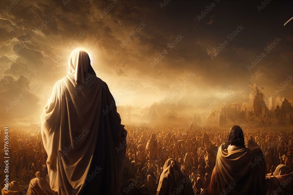 ภาพประกอบสต็อก Apocalypse, Judgement day. The return of Jesus Christ ...