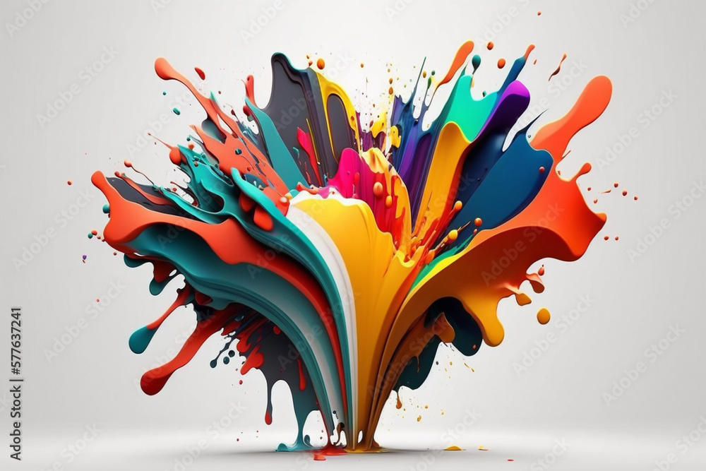 This colorful design features a rainbow wave and multicolor paint ...