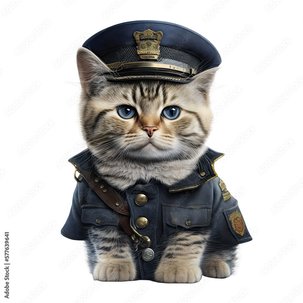 Cute Police Kitten Wearing uniform, Generated AI, Generated, AI Stock ...