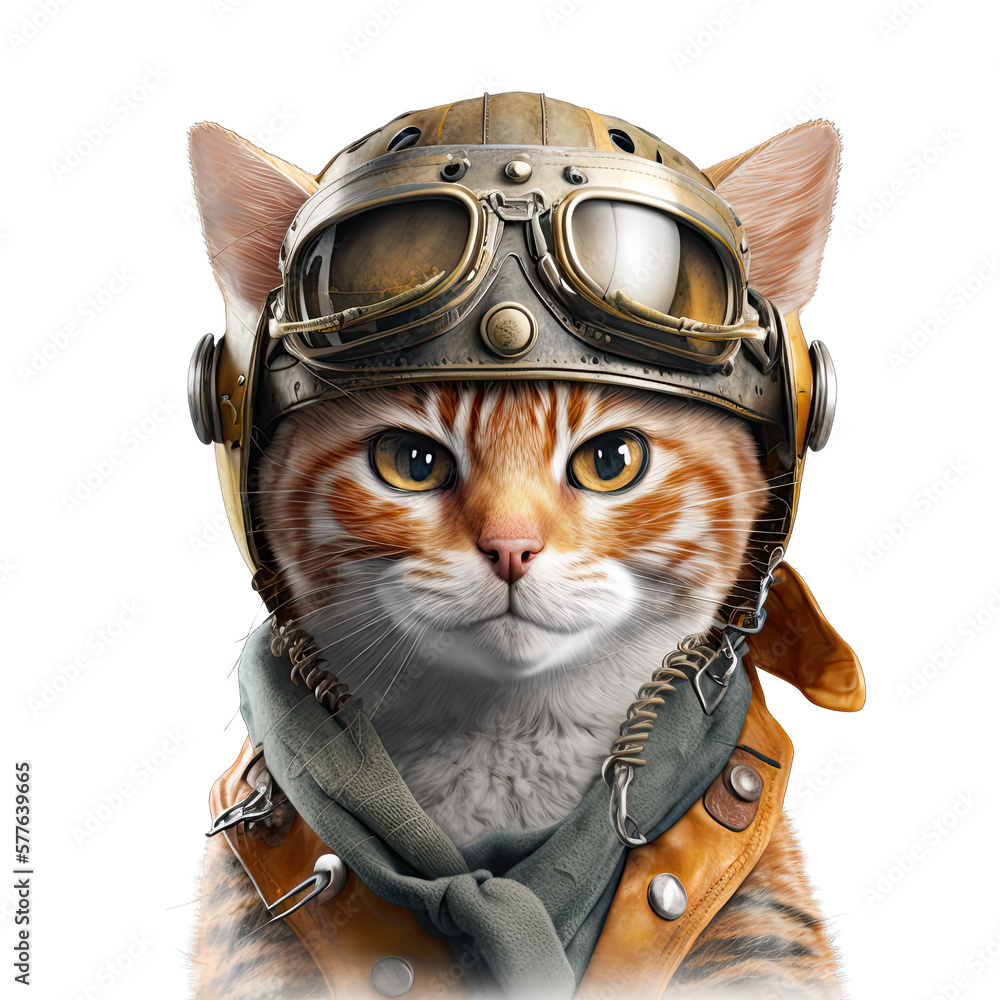 Cat Wearing Pilot Goggles, Generated AI, Generated, AI Stock ...