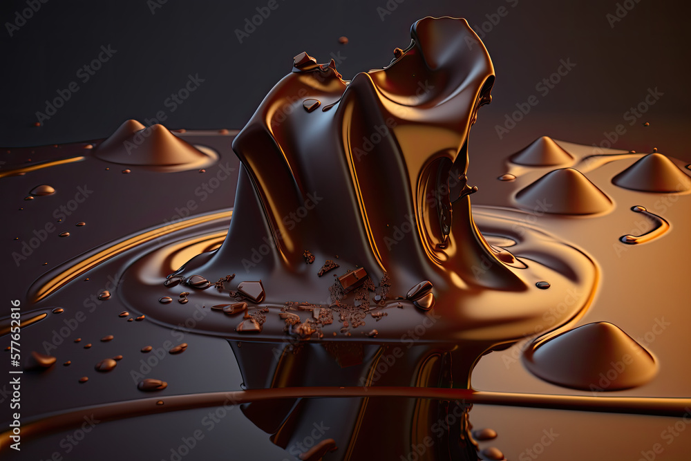 An illustration of a melted dark chocolate background. Generative AI ...