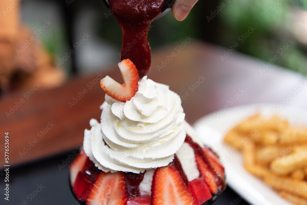 Bingsu or Bingsoo (Patbingsu) is a popular Korean shaved ice dessert ...
