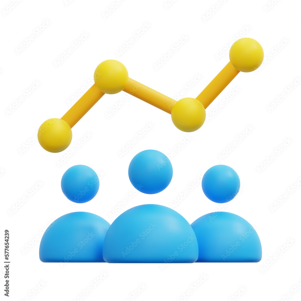 3d team analytic icon vector. Isolated on white background. 3d team ...