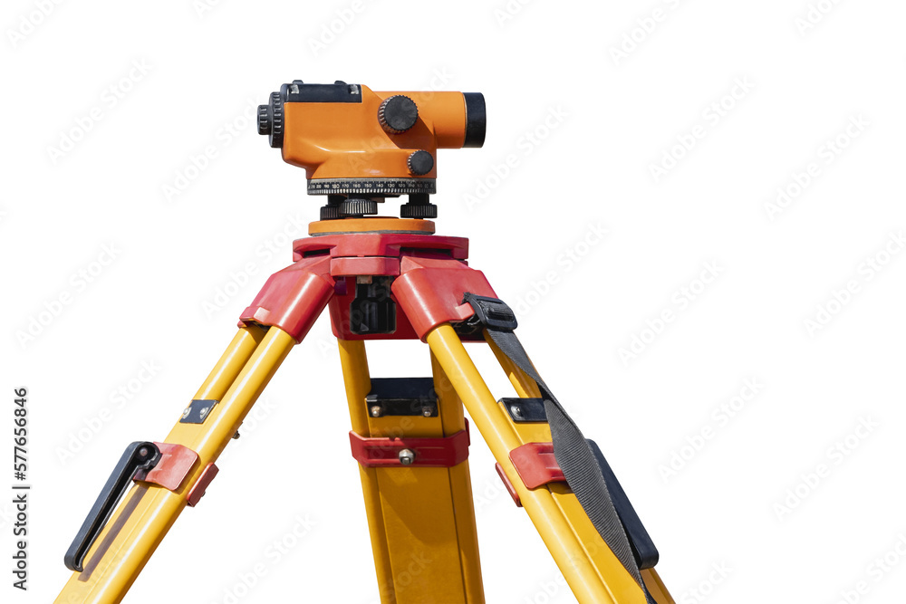Construction level on a white isolated background. Geodetic ...