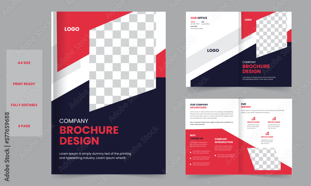 Corporate Bi-Fold Brochure design template or , Bi-Fold Brochure Stock Vector | Adobe Stock