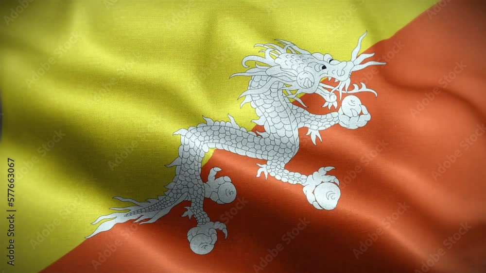 4K Textured Flag of Bhutan Animation Stock Video - Bhutanese Flag ...