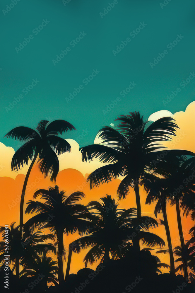 Summer card poster flyer invitation card. Tropical background with ...