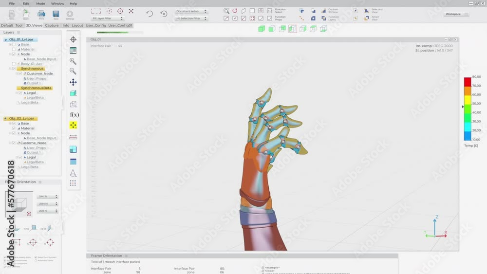 Technical engineering program displays the assembly of realistic ...