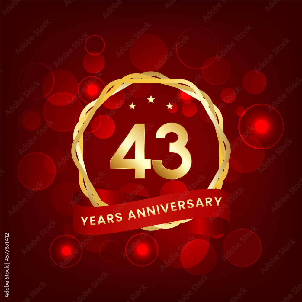 43 years anniversary. Anniversary template design with gold number and ...