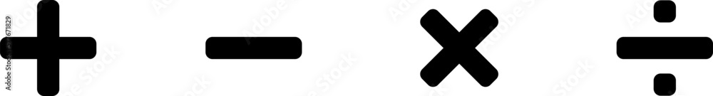 Mathematical Calculator Sign Icon Set including Plus Minus Divide ...