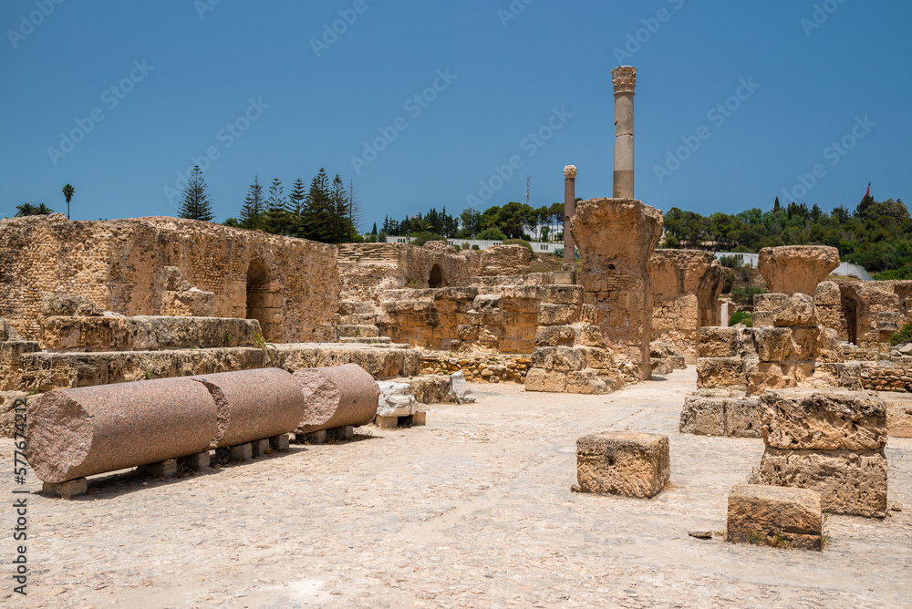 The Baths of Antoninus or Baths of Carthage in Tunis, Tunisia. These ...