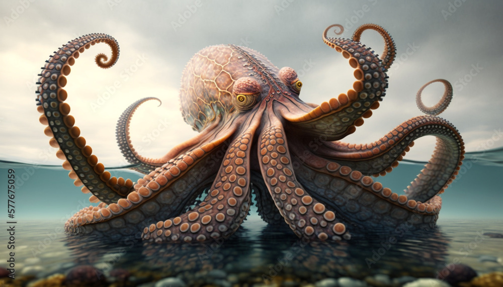 a 3d model of a giant octopus with tentacles - V4. Generative AI ...